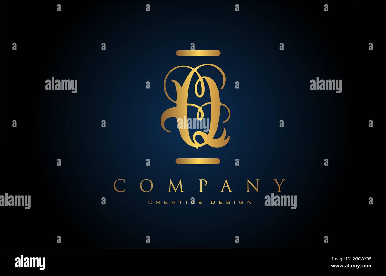 vintage gold Q alphabet letter icon logo for company and business ...