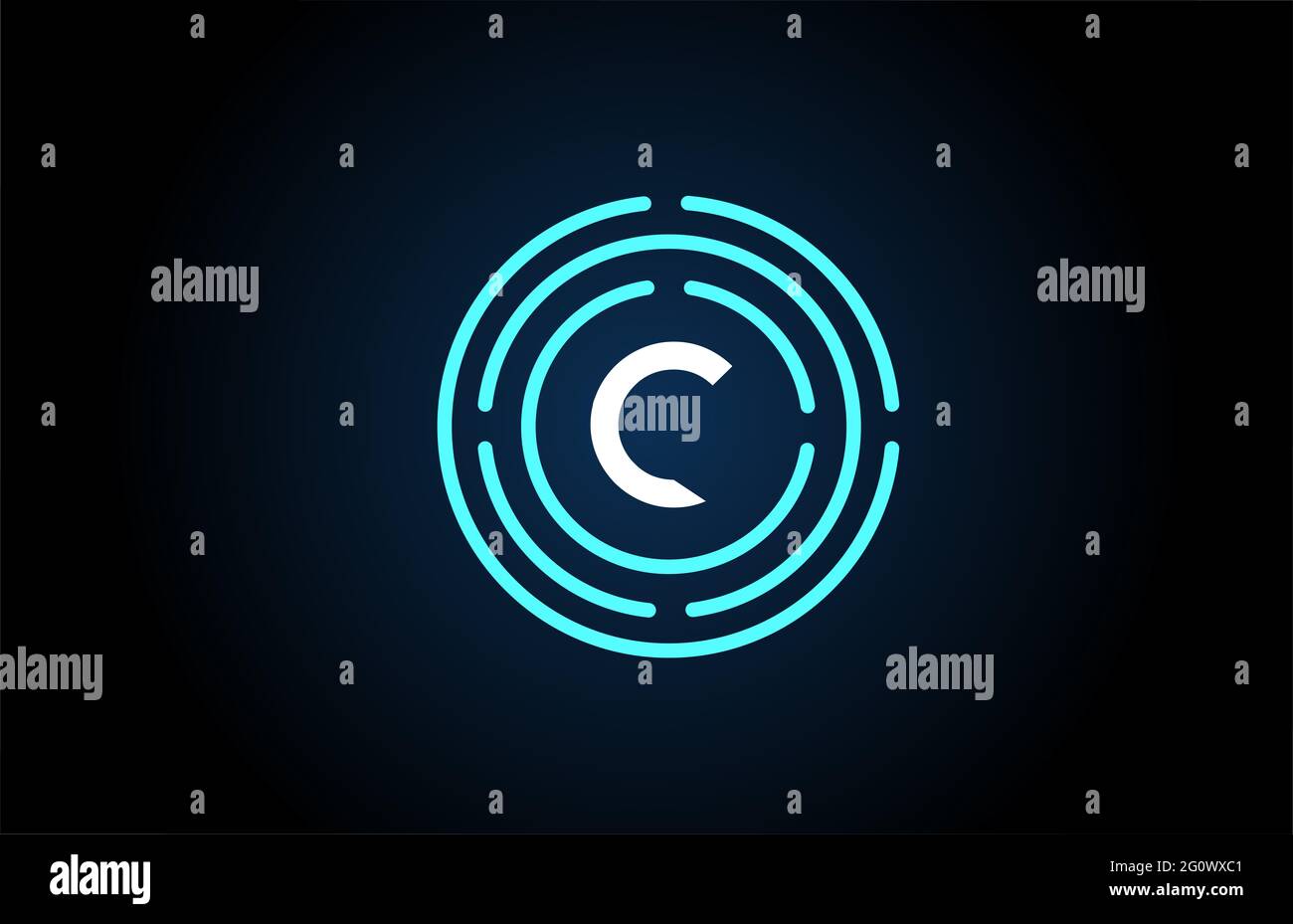 C white icon letter design with blue circles. Alphabet logo design ...