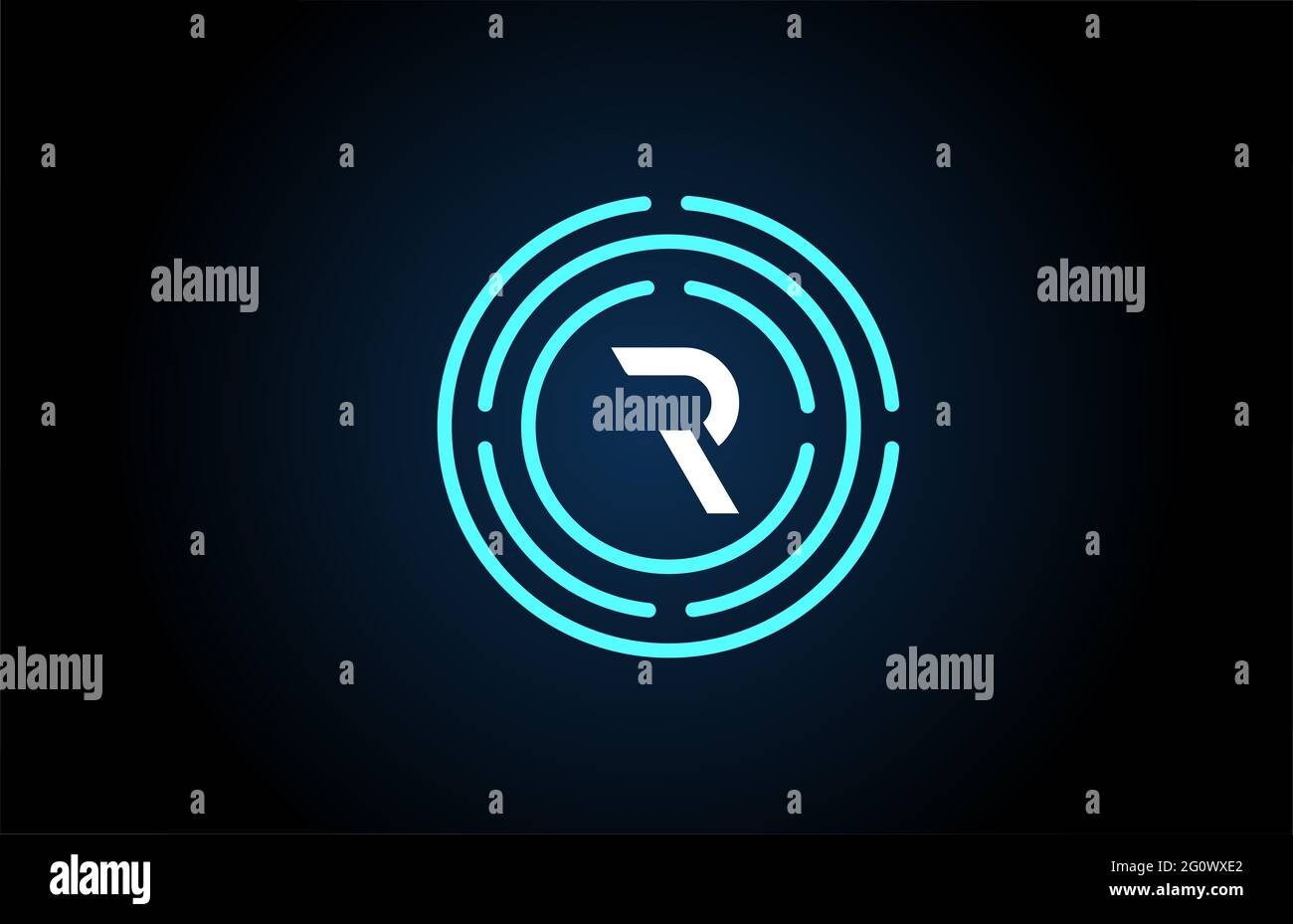 R white icon letter design with blue circles. Alphabet logo design ...