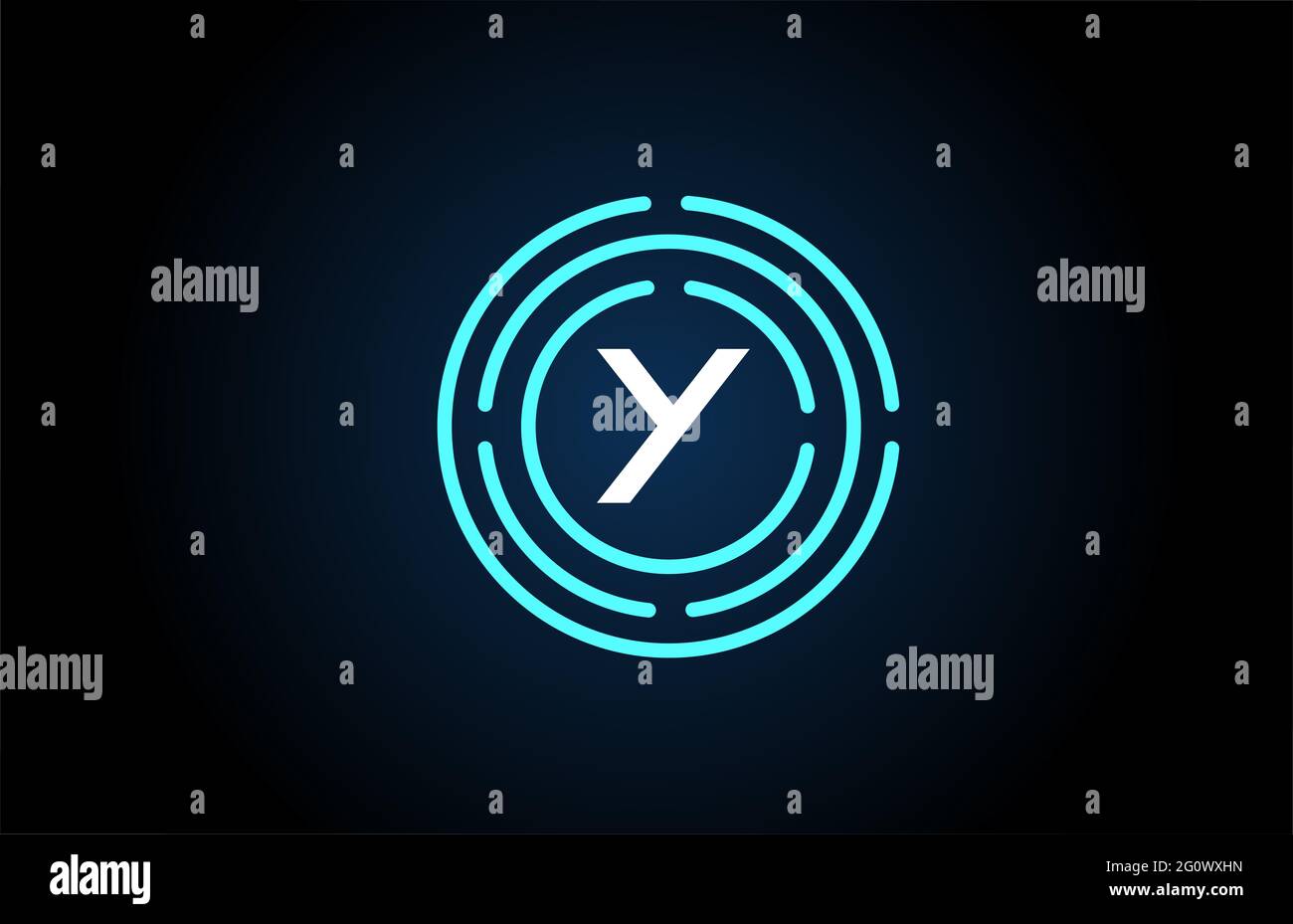 Y white icon letter design with blue circles. Alphabet logo design ...