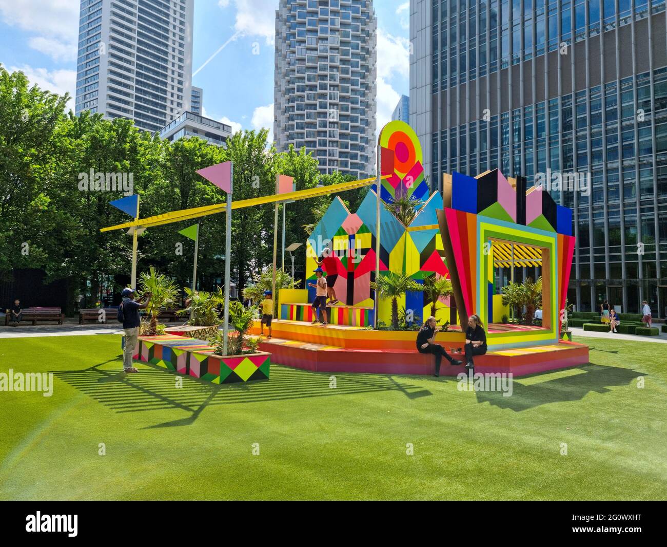 General view of ‘Sun Pavilion' by Morag Myerscough in Montgomery Square ...