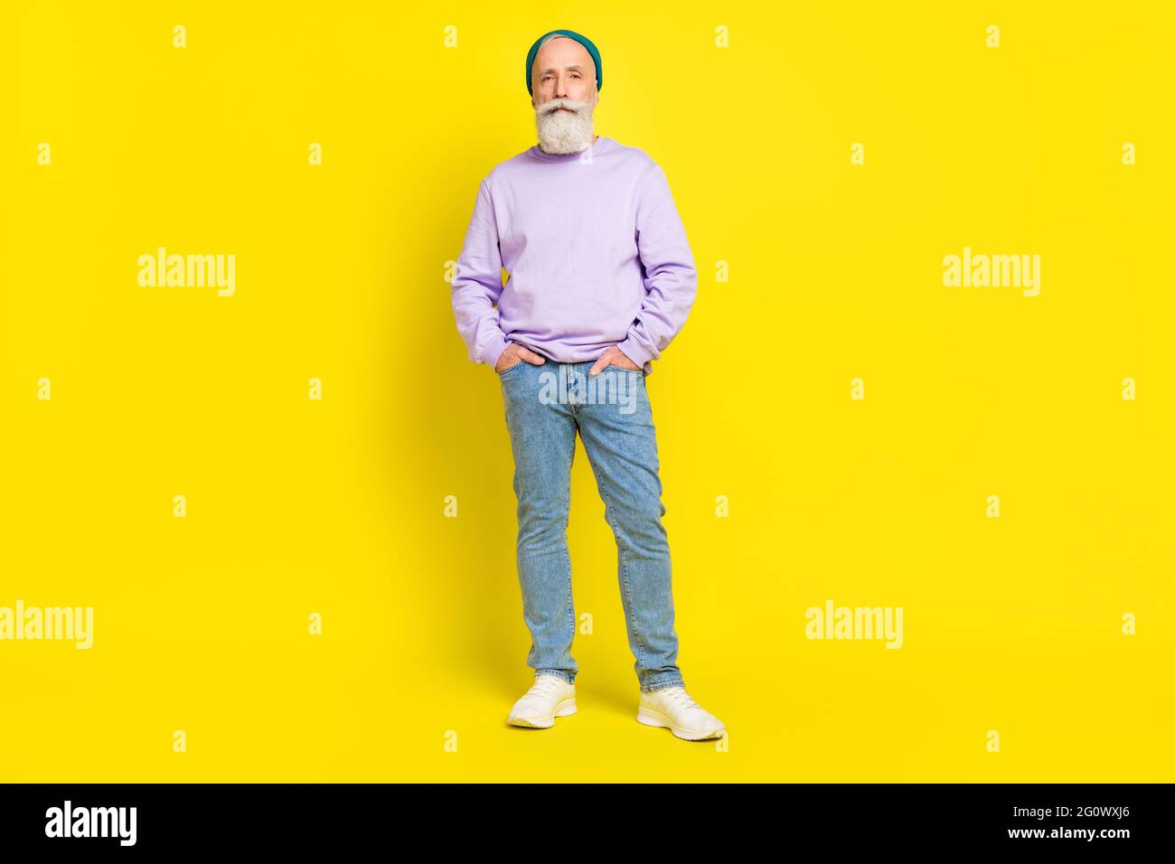 Full length body size photo of serious confident man wearing stylish ...