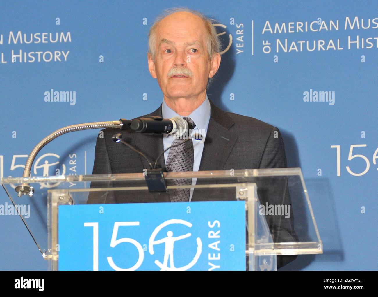 New York, USA. 03rd June, 2021. Curator George Harlow speaks at the ...
