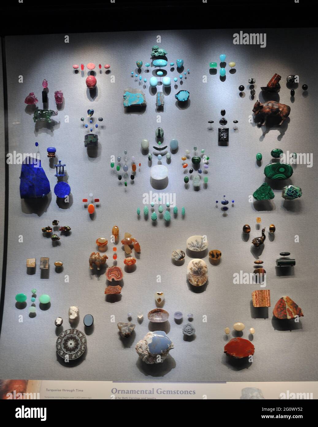 New York, USA. 03rd June, 2021. Ornamental gemstones on display at the ...