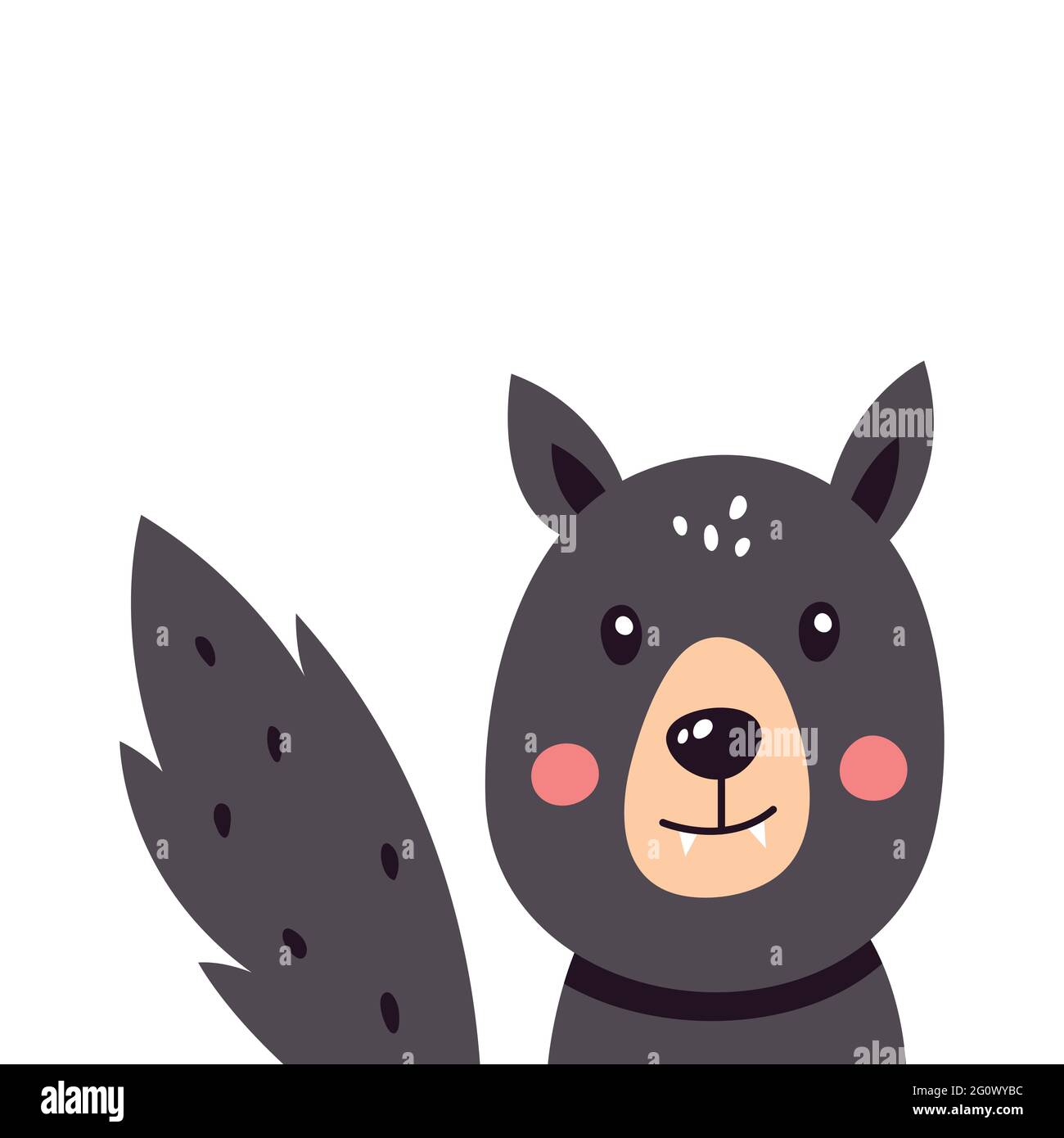 Funny wolf on a white isolated background. Vector illustration Stock ...