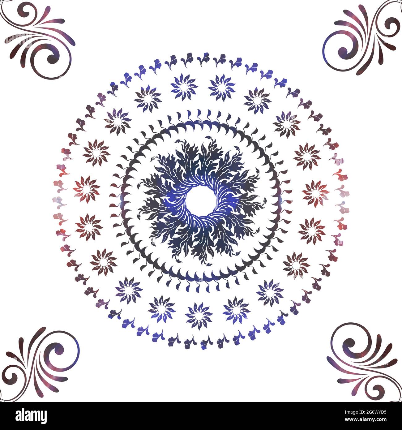 Closeup shot of a radial ornamental pattern for fabric prints isolated ...