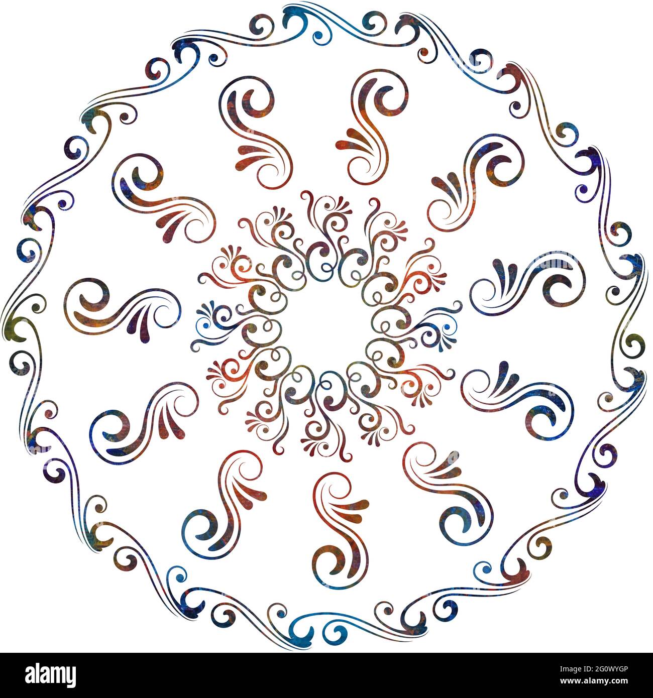 Closeup shot of a radial ornamental pattern for fabric prints isolated ...