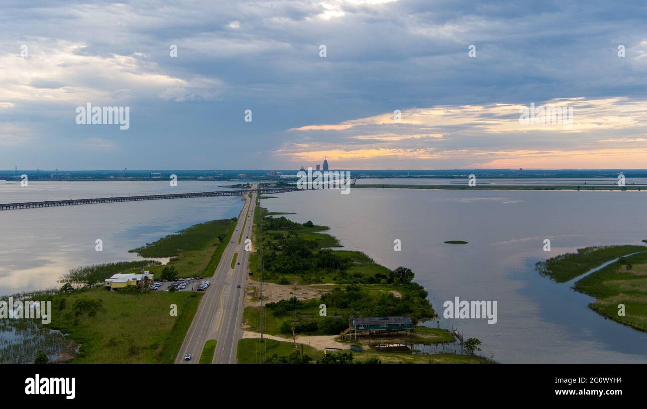 Mobile Bay causeway Stock Photo - Alamy