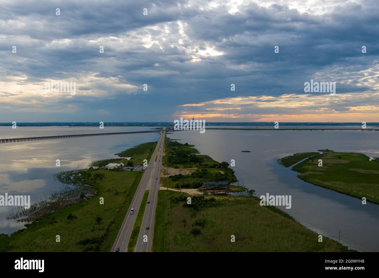 Mobile Bay causeway Stock Photo - Alamy