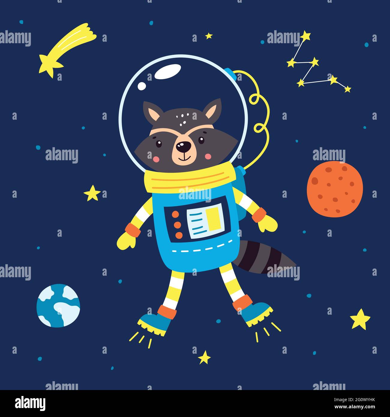 Animals in space. Vector illustration on a blue background Stock Vector ...