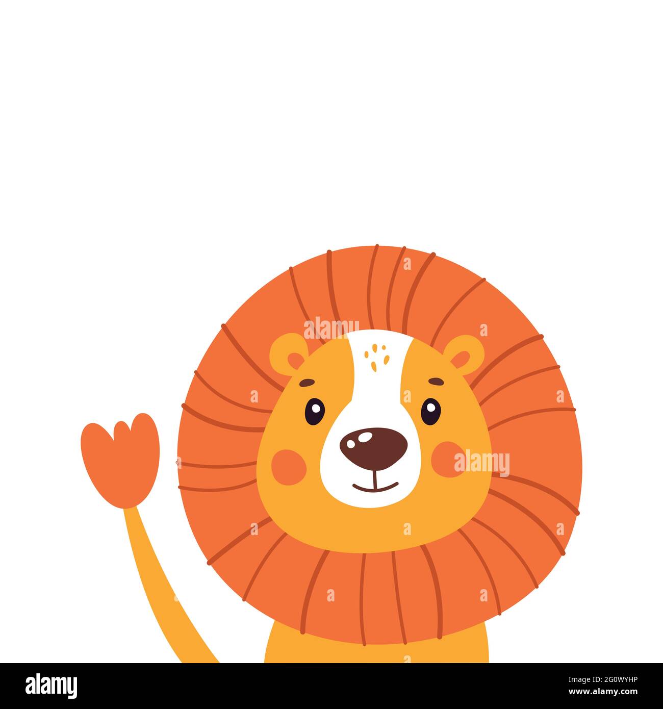 Cartoon happy lion isolated on white background. Vector illustration ...