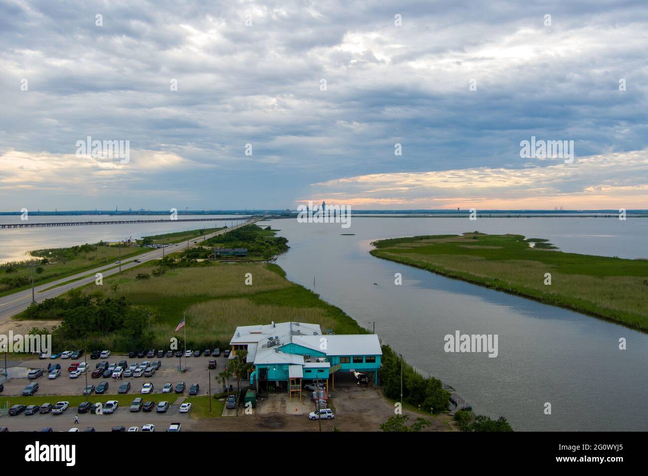 Mobile Bay causeway Stock Photo - Alamy