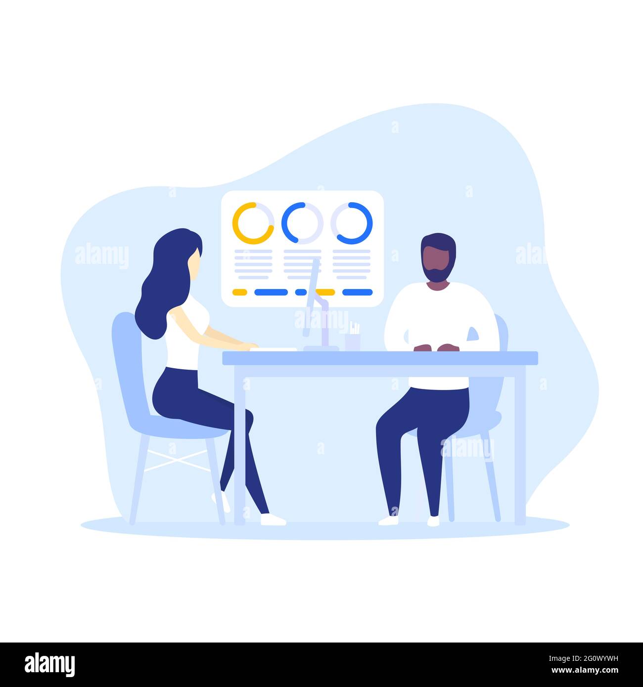 financial advisor, woman and financial data vector Stock Vector Image ...