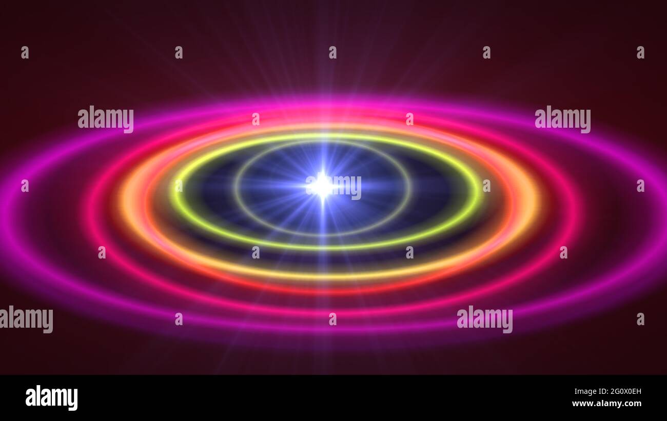 Abstract atom color rings background ray light Stock Photo - Alamy