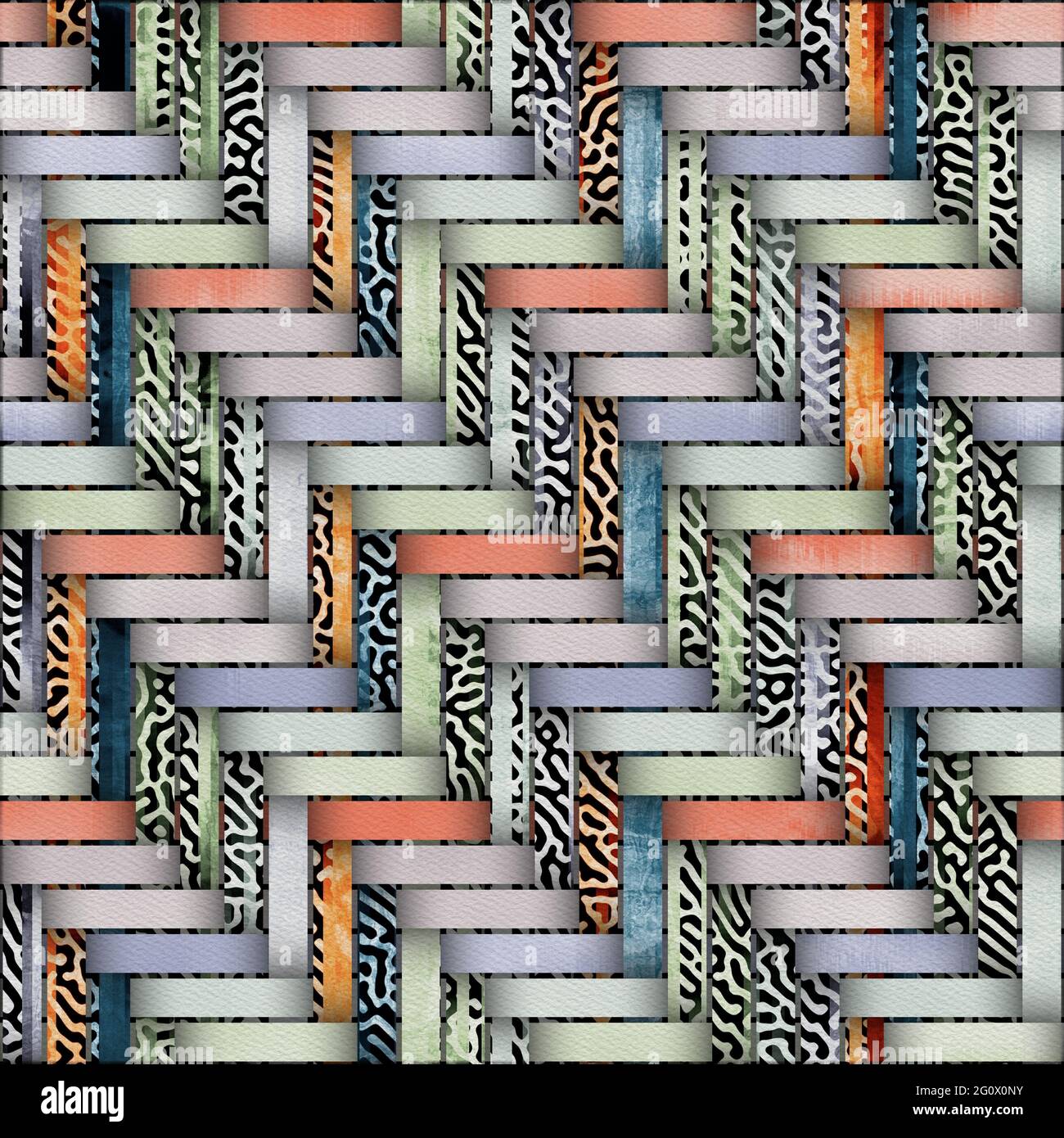 Seamless weave strip colorful ribbon pattern print Stock Photo - Alamy
