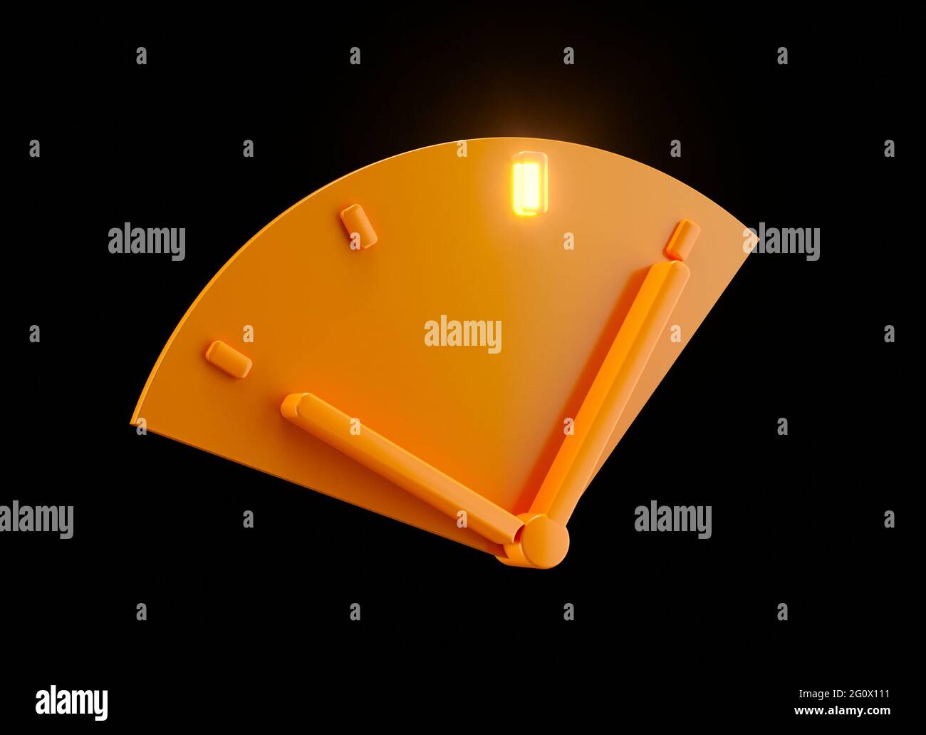 3D rendering of yellow partial clock isolated on black background Stock ...