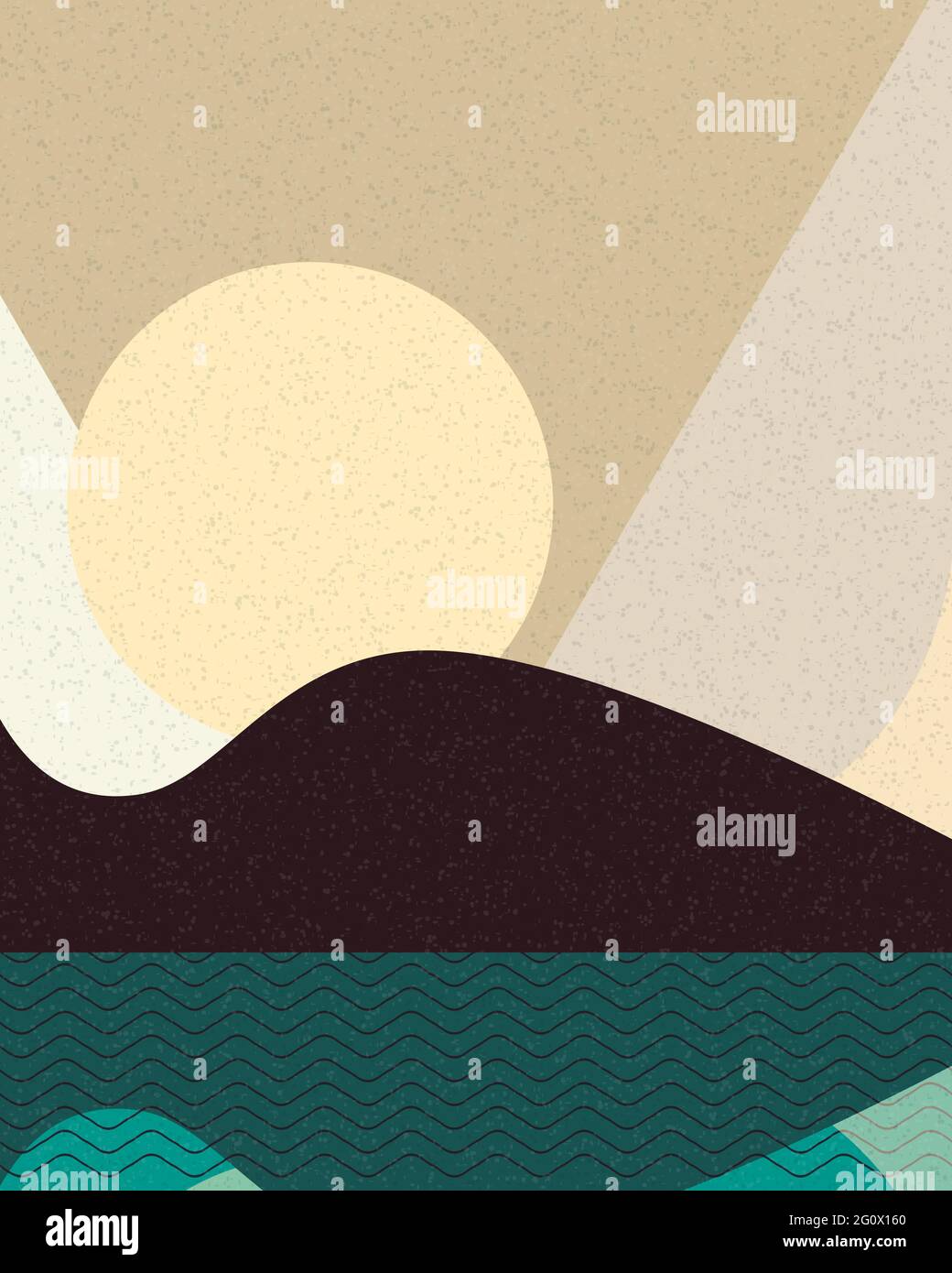 Geometric landscape silhouette generative art poster illustration Stock ...