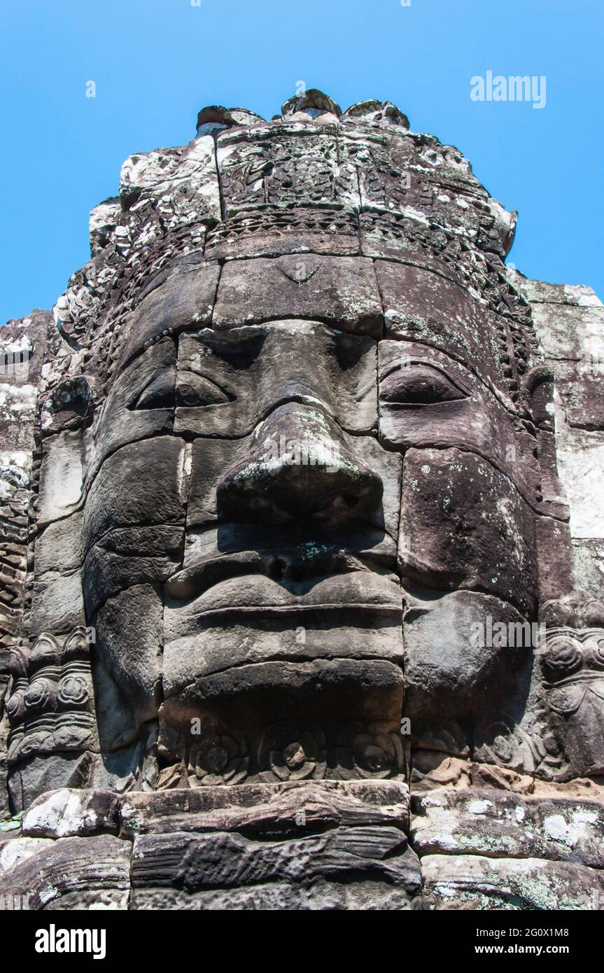 Cambodia. Part of the Angkor Wat temple complex. Detailed view of a ...