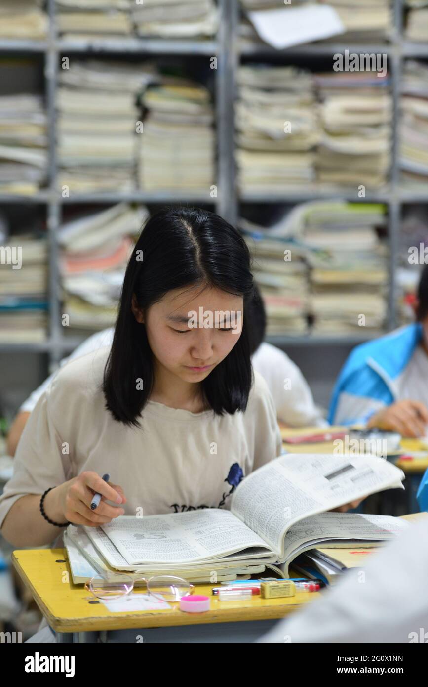 Fuyang City, China. 03rd June, 2021. Students are seen revising in a ...