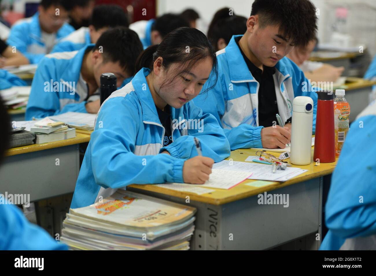 Fuyang City, China. 03rd June, 2021. Students are seen revising in a ...
