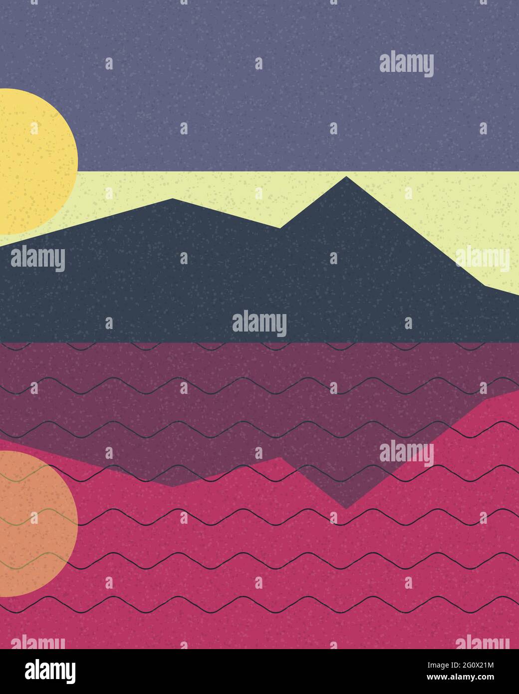 Geometric landscape silhouette generative art poster illustration Stock ...
