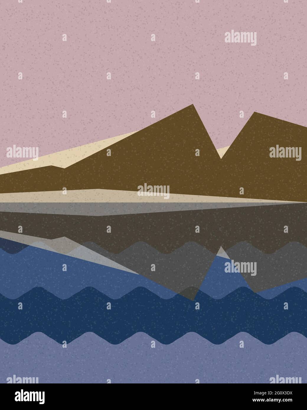 Geometric landscape silhouette generative art poster illustration Stock ...