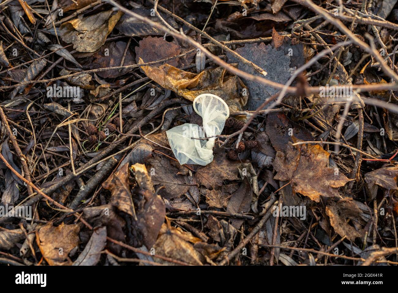 random garbage junk items left in nature trails after tourists Stock ...