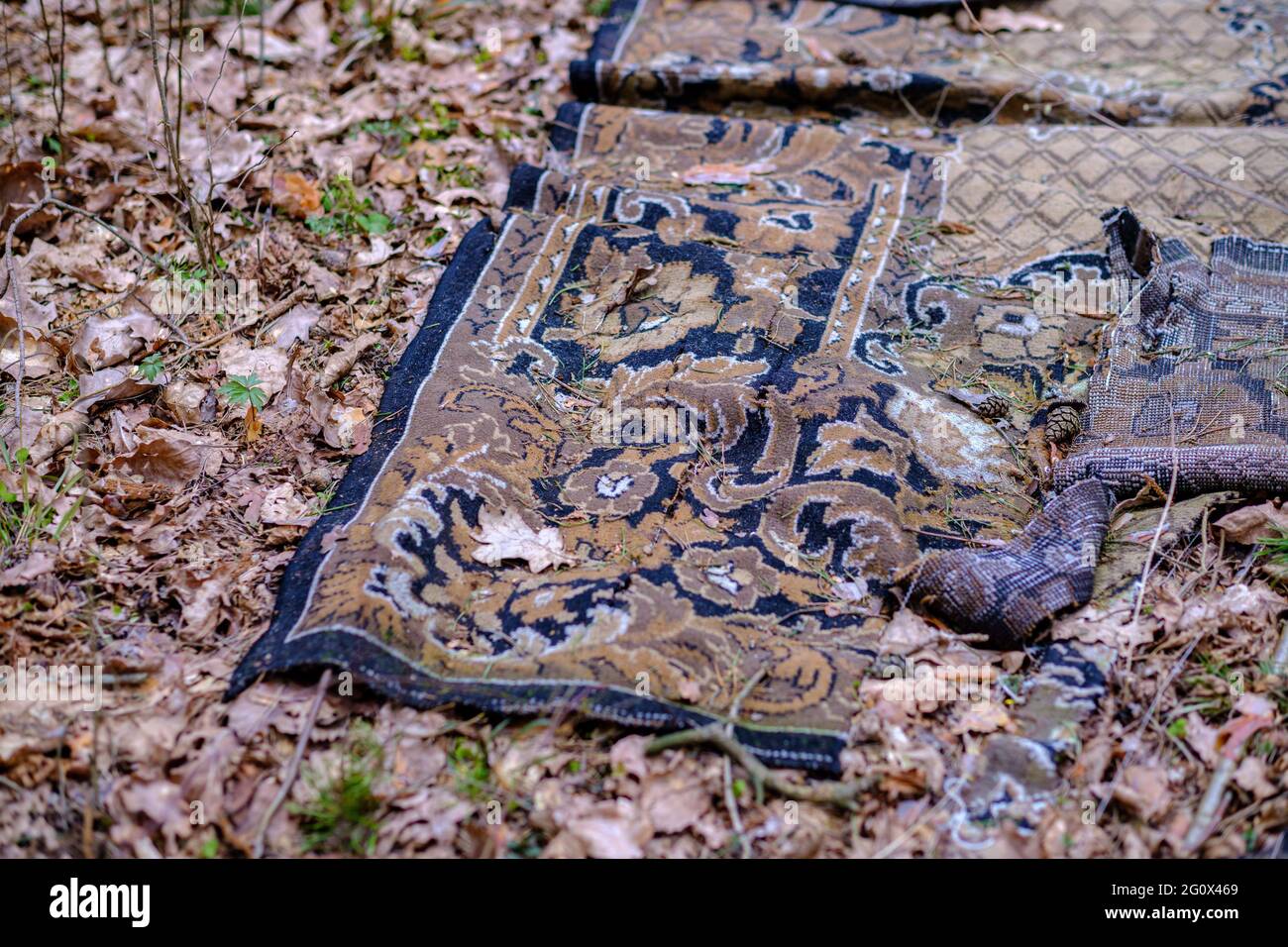 random garbage junk items left in nature trails after tourists Stock ...