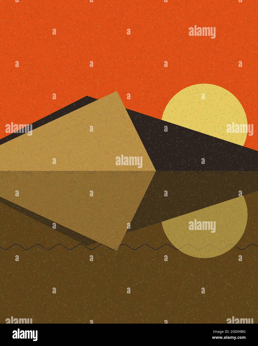 Geometric landscape silhouette generative art poster illustration Stock ...