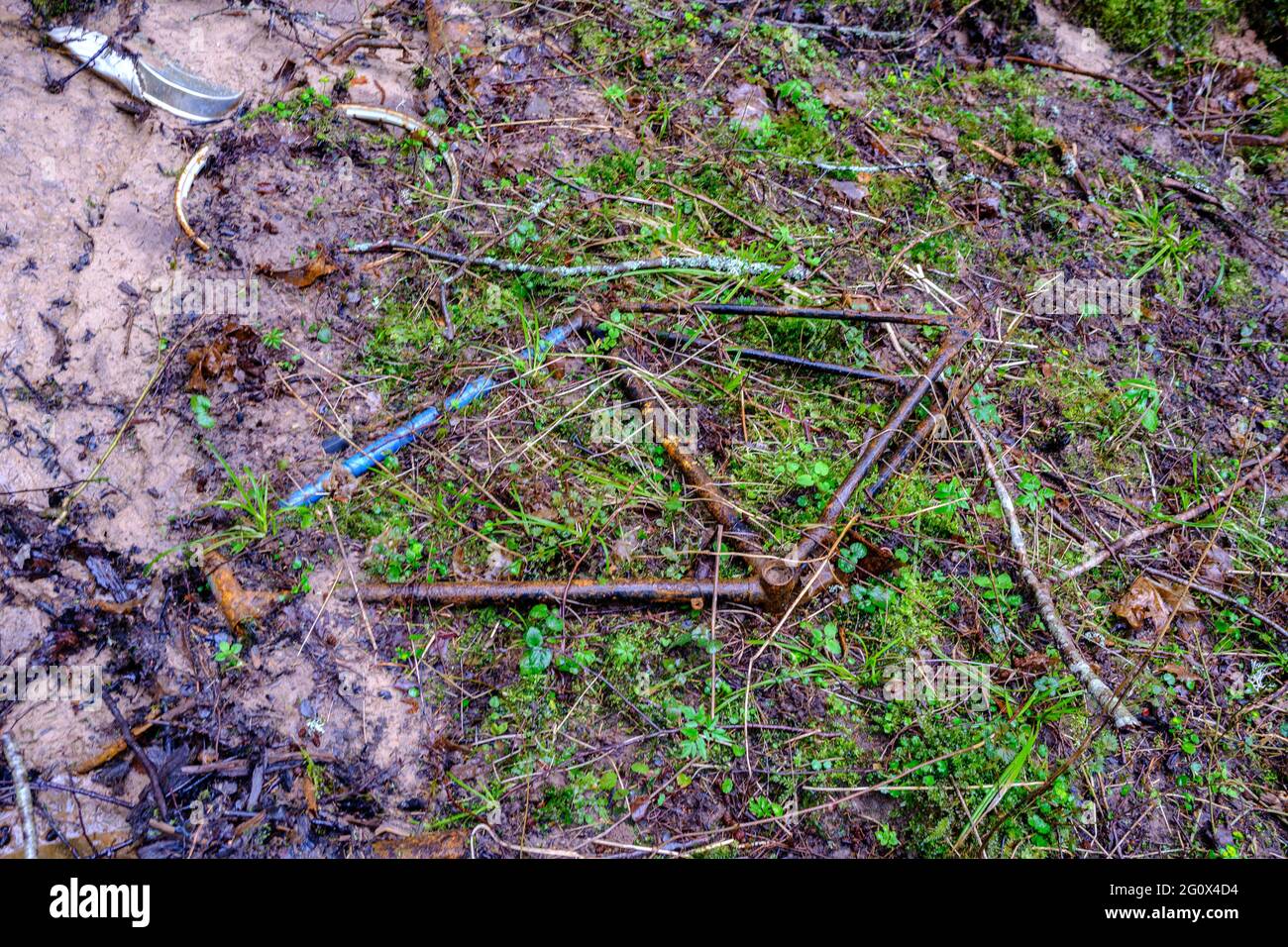 random garbage junk items left in nature trails after tourists Stock ...