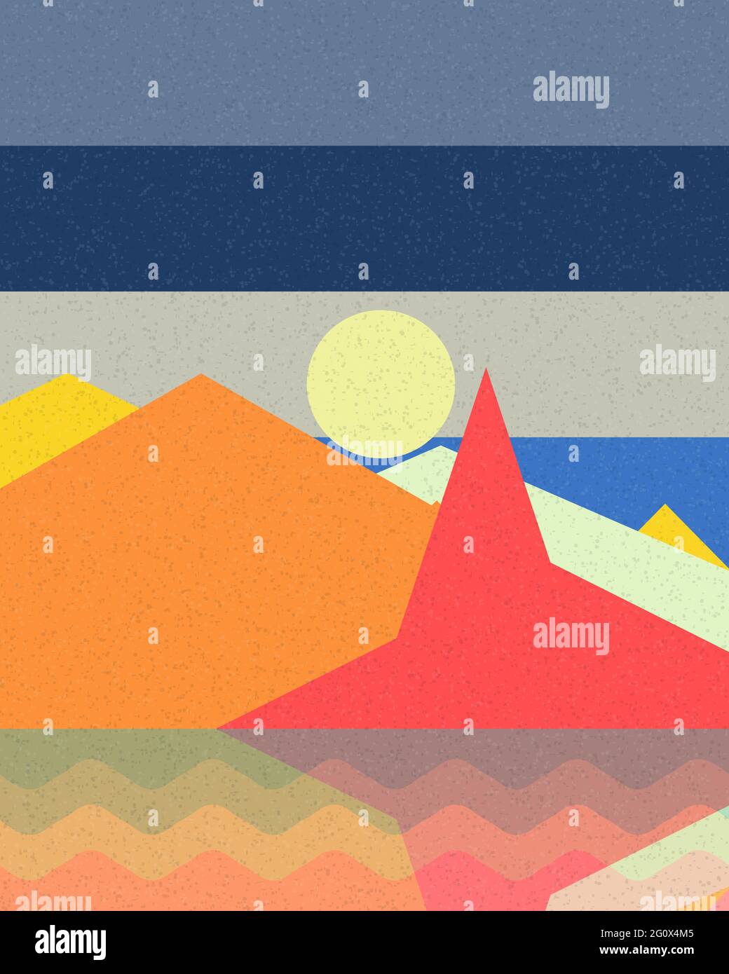 Geometric landscape silhouette generative art poster illustration Stock ...