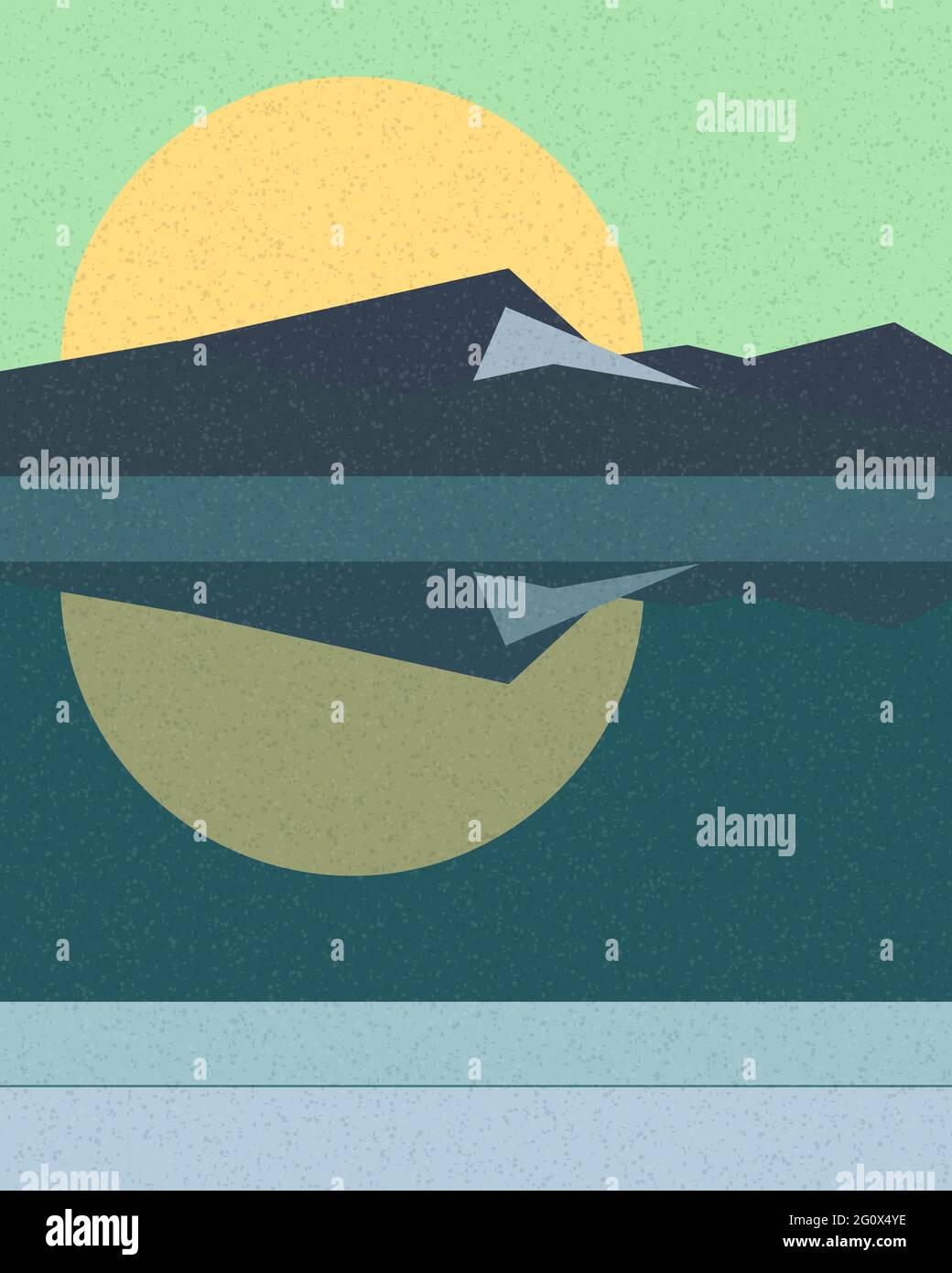 Geometric landscape silhouette generative art poster illustration Stock ...