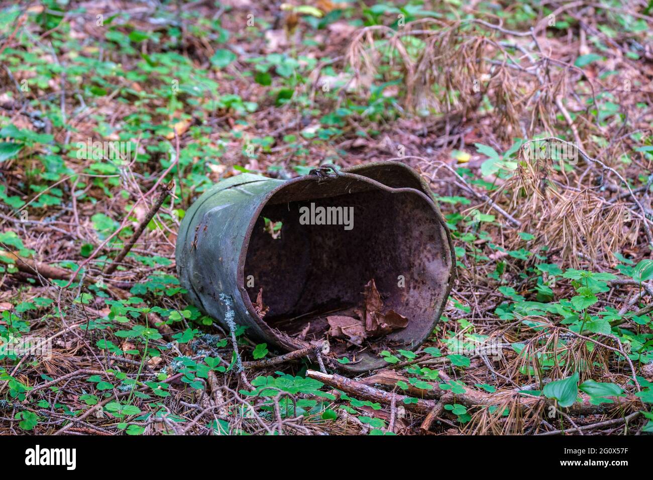 random garbage junk items left in nature trails after tourists Stock ...