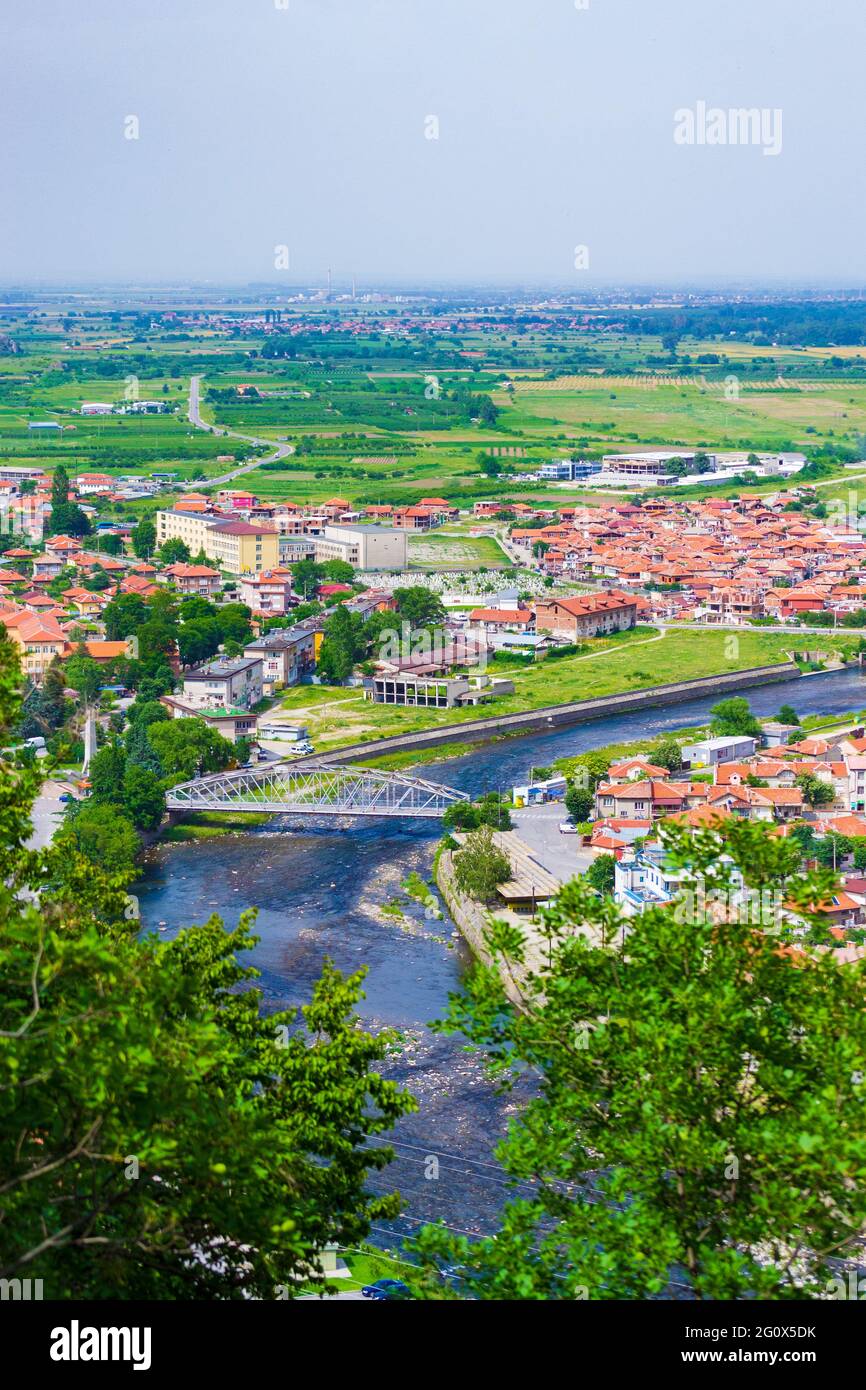 Panoramic view of Krichim town with Vacha River Bulgaria.Krichim is a ...