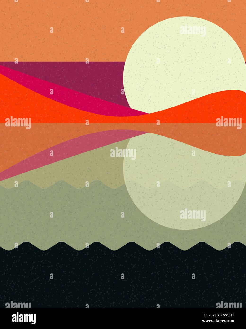 Geometric landscape silhouette generative art poster illustration Stock ...