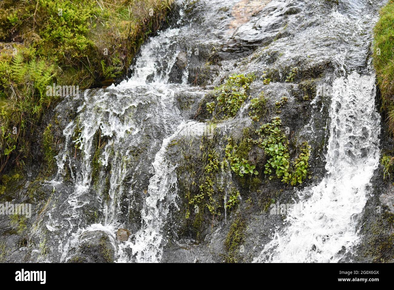 The beautiful Long Mynd including waterfalls, scenery and beauty Stock ...