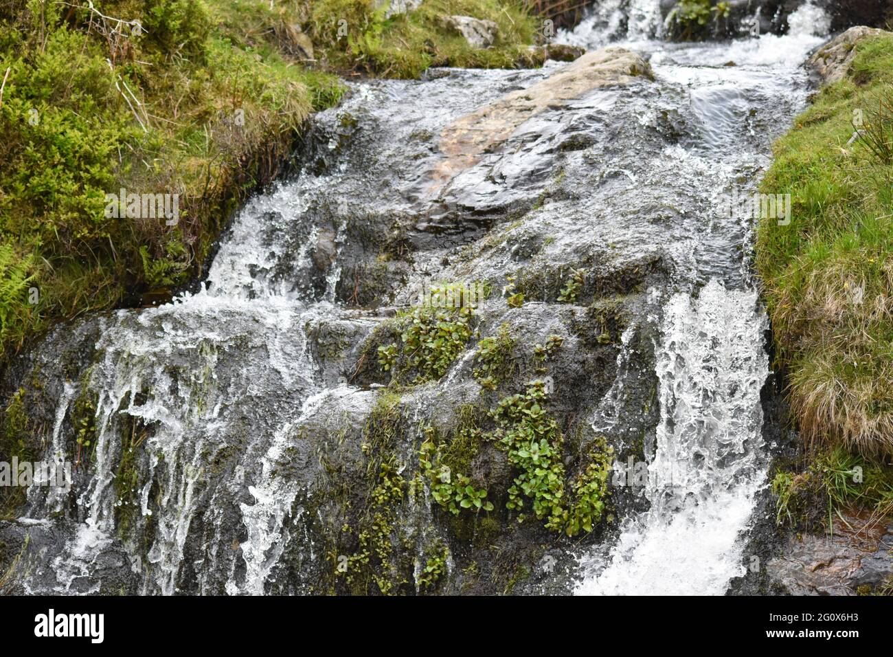 The beautiful Long Mynd including waterfalls, scenery and beauty Stock ...