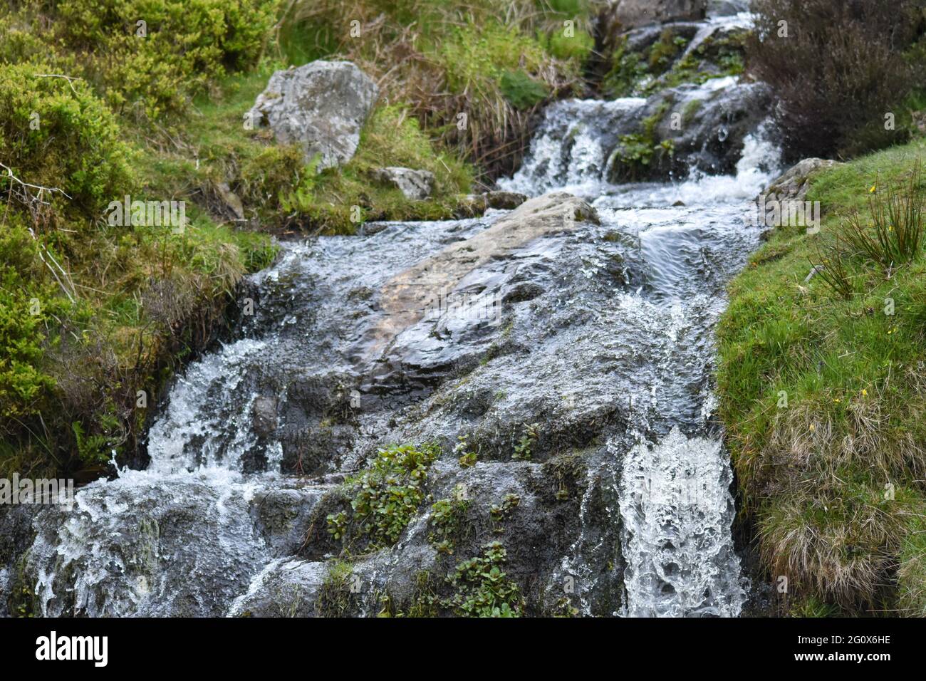 The beautiful Long Mynd including waterfalls, scenery and beauty Stock ...