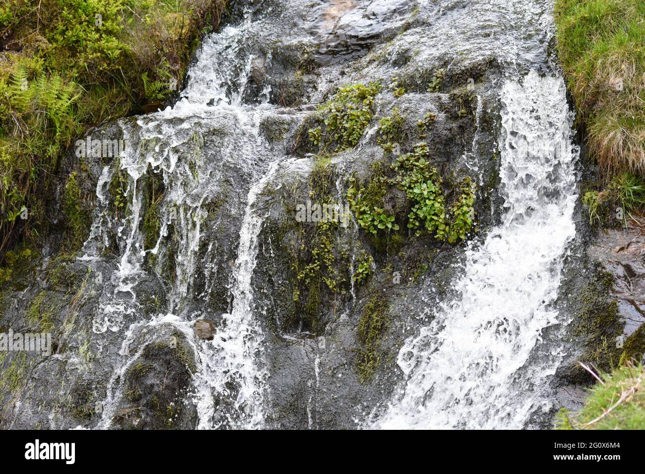 The beautiful Long Mynd including waterfalls, scenery and beauty Stock ...