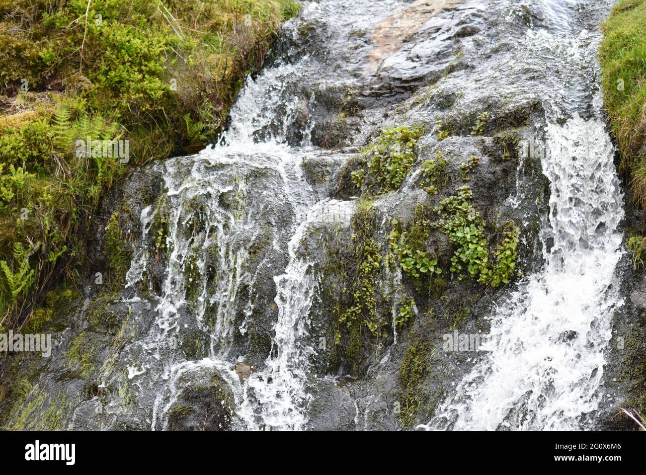 The beautiful Long Mynd including waterfalls, scenery and beauty Stock ...