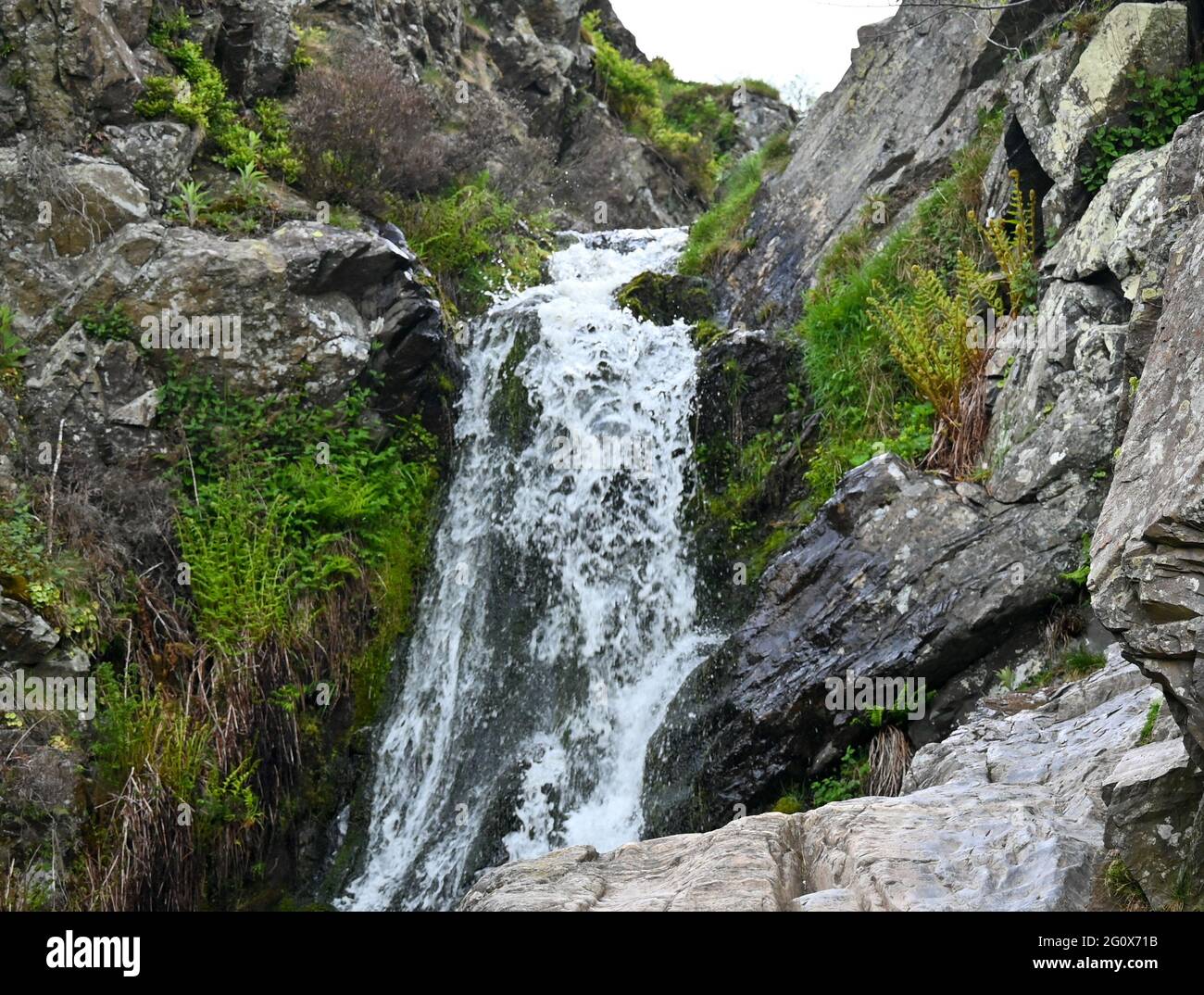The beautiful Long Mynd including waterfalls, scenery and beauty Stock ...