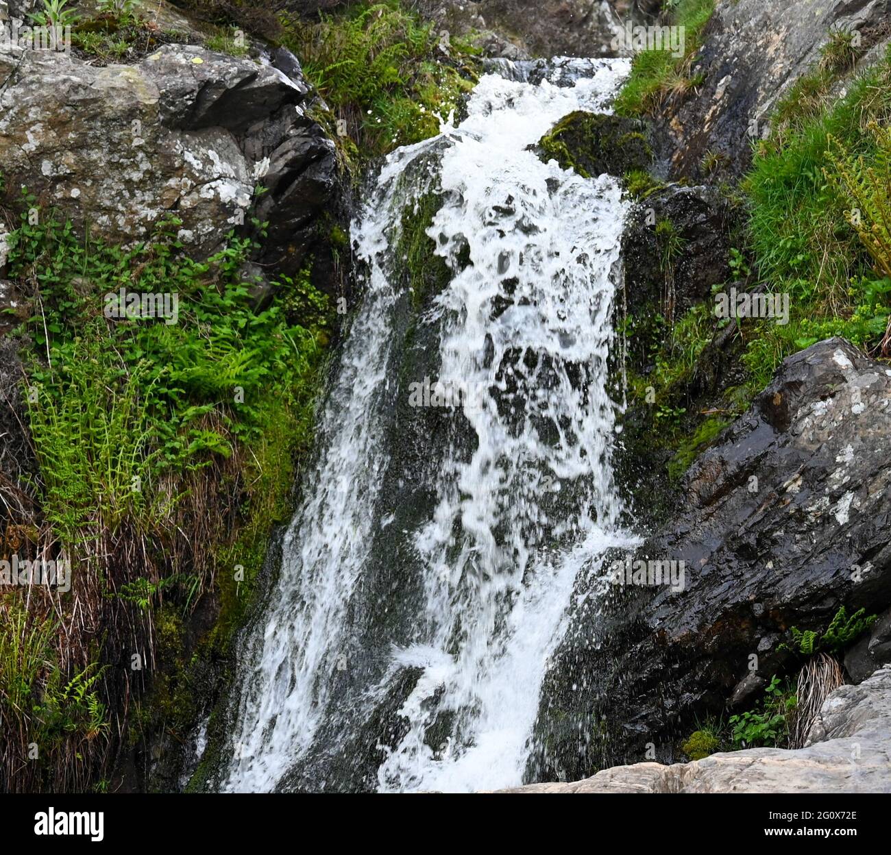The beautiful Long Mynd including waterfalls, scenery and beauty Stock ...