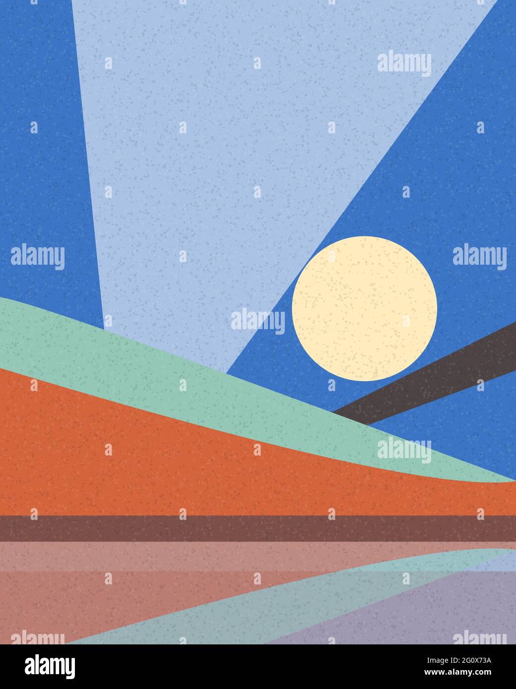 Geometric landscape silhouette generative art poster illustration Stock ...