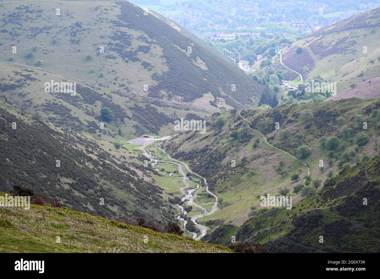 The beautiful Long Mynd including waterfalls, scenery and beauty Stock ...