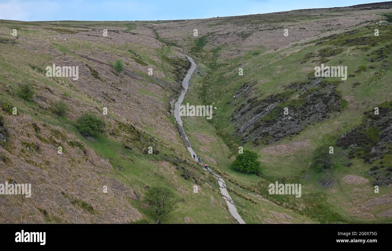 The beautiful Long Mynd including waterfalls, scenery and beauty Stock ...