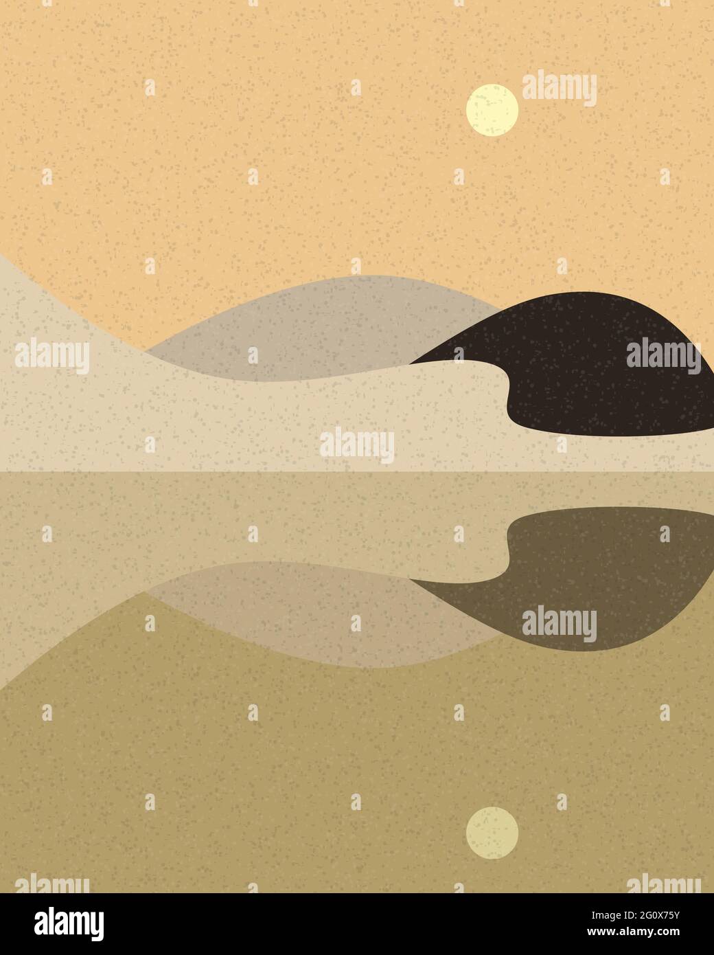 Geometric landscape silhouette generative art poster illustration Stock ...