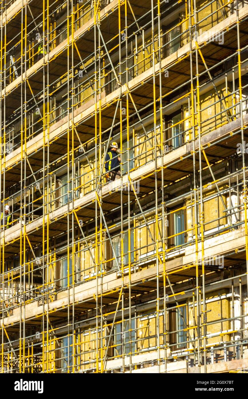 London, Uk, January, 2020: Construction of a new apartment complex with ...