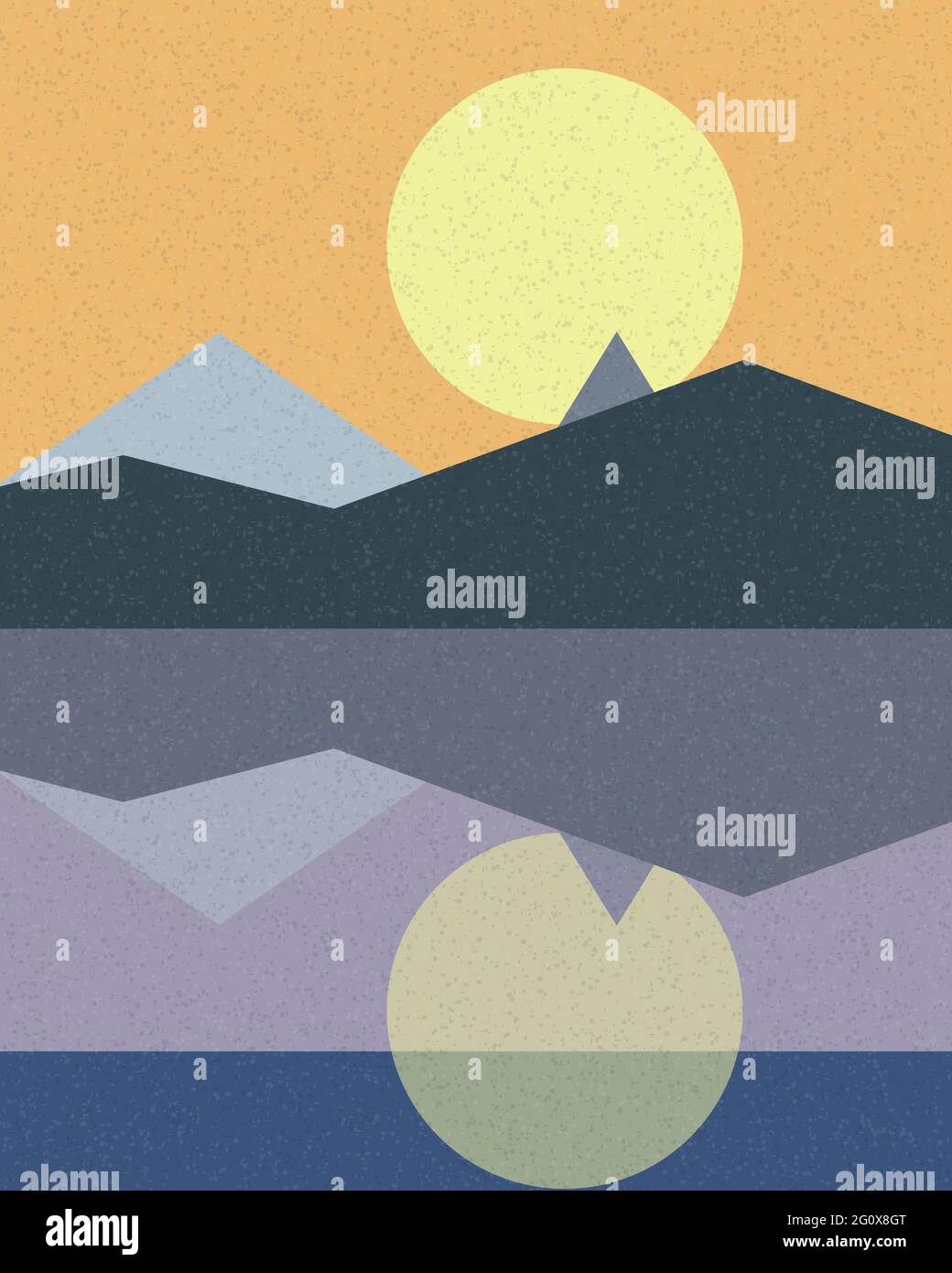 Geometric landscape silhouette generative art poster illustration Stock ...