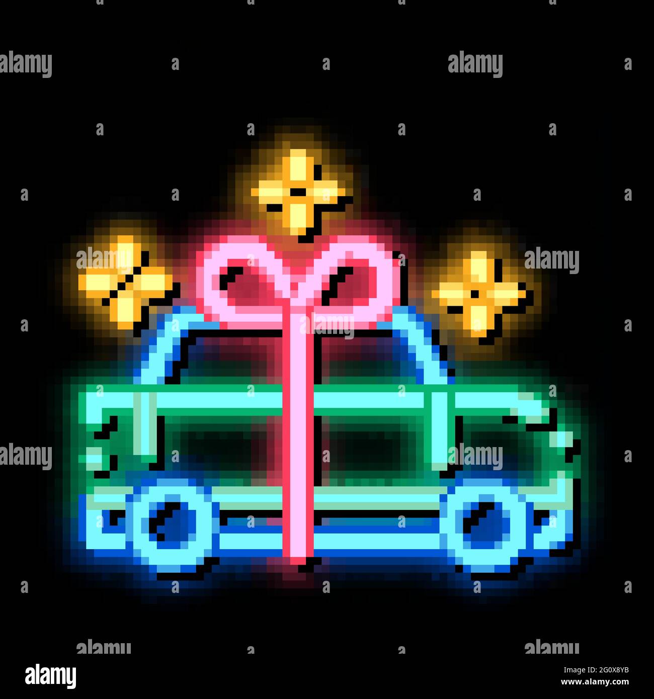 Car Present Gift neon glow icon illustration Stock Vector Image & Art ...