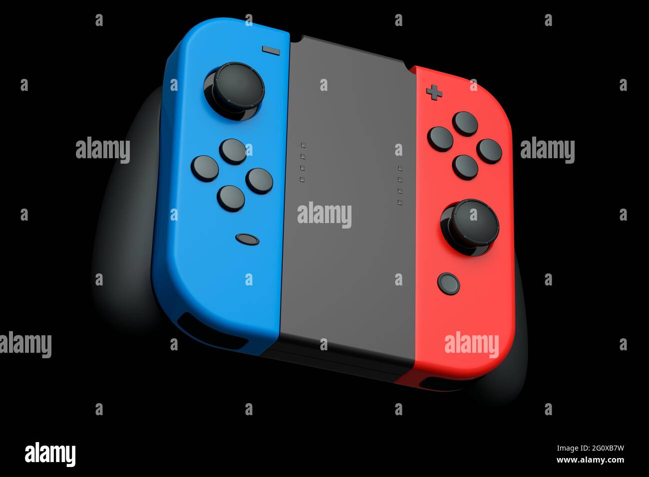 Portable video game controllers attached to touch screen on black ...